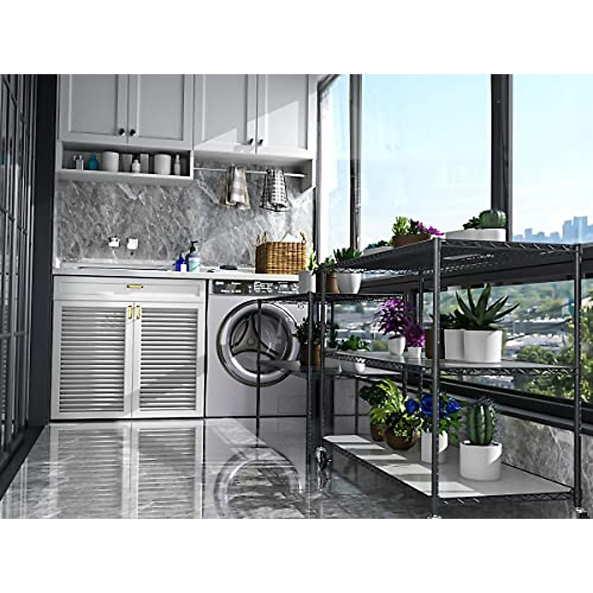 5 Tier NSF Metal Shelf Wire Shelving Unit, 7500lbs Capacity Heavy Duty Adjustable Storage Rack with Wheels & Shelf Liners for Commercial Grade Utility Steel Storage Rack , 82"H x 60"L x 24"D - Black