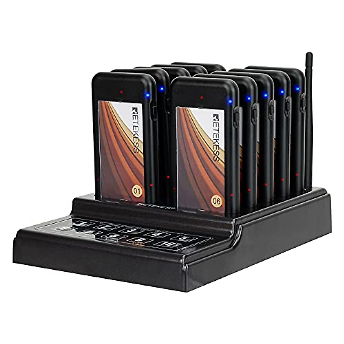 Retekess TD174 Restaurant Pager System, Long Working Distance Pager, Restaurant Waiting Buzzers,10 Guest Pagers for Food Truck, Restaurant, Food Court