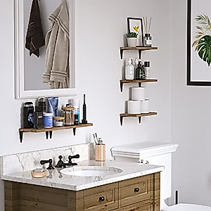 Wallniture Arras 11" Floating Shelves, Bookshelf for Living Room Decor, Bedroom Decor, Office & Kitchen Organization, Bathroom Organizer, Burnt Finish Set of 5