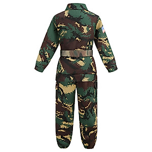 yolsun Deluxe Kid's Camo Combat Soldier Army Costume (10-12 Years, Dark green color)