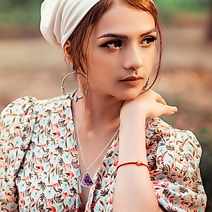 Top Plaza Raw Amethyst Healing Crystal Stone Necklaces for Women Men Irregular Mini Amethyst Cluster Druzy Pendant Necklaces Natural Amethyst Gemstone Necklaces Quartz Jewelry - Silver