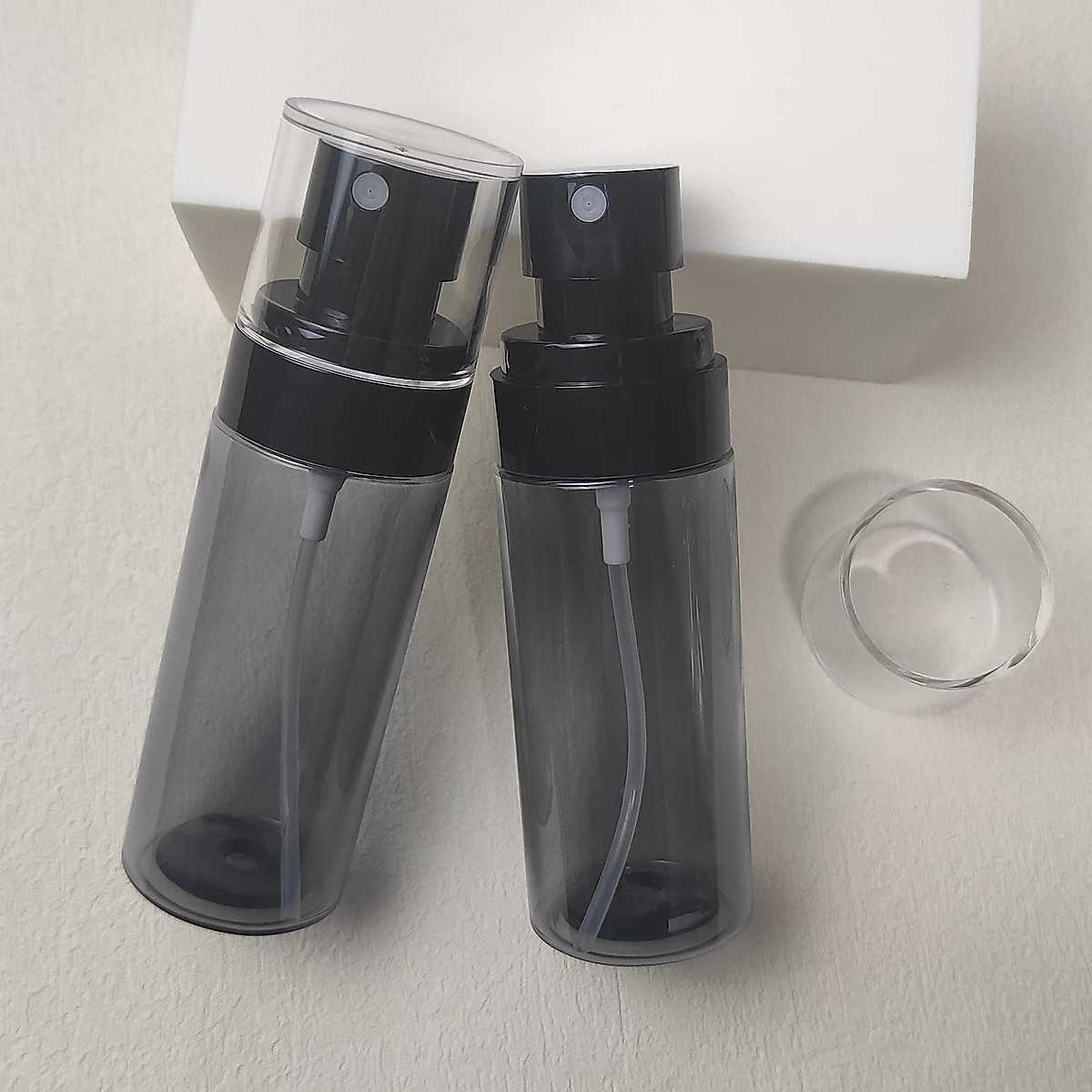 PimyRcyi 2oz Small Travel Spray Bottle Empty 60ml Transparent Black Fine Mist Toner Plastic Bottle(6pcs,Black)