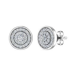 1/3 Carat Round Diamond Halo Stud Earrings in 10K White Gold