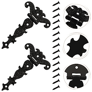 2pcs T-Shaped Door Hinge Hinges Outdoor Gate Hinges for Wooden Fences Heavy Duty Black Hinges Gate Hardware for Wooden Fences Heavy Duty Fence Gate Kit Barn Door Hinges