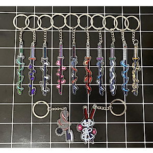 FSRONGXI Anime Keychains, 12Pcs Acrylic Anime keychain, Mini katana Sword Key chain Anime Stuff Accessories Gifts