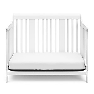Storkcraft Tuscany 4-in-1 Convertible Crib, White, Easily Converts to Toddler Bed, Day Bed or Full Bed, 3 Position Adjustable Height Mattress (Mattress Not Included) ,White, Crib
