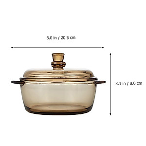 DOITOOL Glass Casserole with Lid Round Clear Baking Dish Heat Resistant Easy Grab Cooking Bowls Soup Serving Bowl Food Storage Containers for Noodle Soup Salad Light Brown