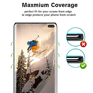 [2+2 Pack] Galaxy S10 Plus Screen Protector+Camera Lens Film,Ultra HD Tempered Glass Film [Scratch Resistant] [Ultra HD] [9H Hardness] [Fingerprint Unlock] Compatible with Samsung Galaxy S10 Plus/S10+ (6.4 Inch)