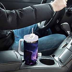 ALAZA Dragon at Night 40 oz Tumbler Stainless Steel Water Bottle Vacuum Insulated Cup with Straw Lid & Handle For Travel Car Cup Holder