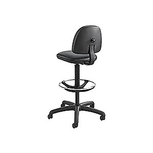Safco 3401Bl Precision Extended Height Swivel Stool W/Adjustable Footring Black Fabric