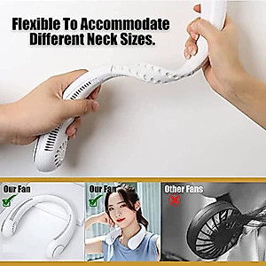 Portable Neck Fan - Bladeless - Rechargeable - Wearable - Expandable to Fit All Neck Sizes - Quiet Fan - Stylish Professional 2022 Grade - Up to 9 Hours of Battery Life - 3 Different Fan Speeds  