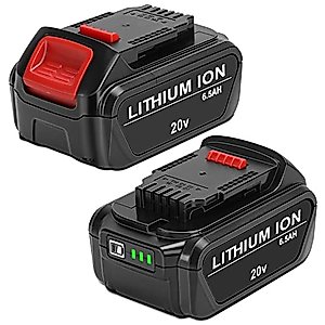 KUNLUN 2-Pack 6.5Ah 20V Battery Replacement Compatible for De Walt 20 Volt Max XR Lithium ion Battery Pack DCB200 DCB201 DCB203 DCB204 DCB206 DCB207