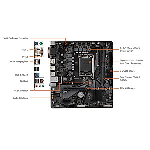 GIGABYTE H610M S2H DDR4 (H610/ Intel LGA 1700/ Micro ATX/ DDR4/ Single M.2/ PCIe 4.0/ USB 3.2 Gen1/ Realtek GbE LAN/Motherboard)