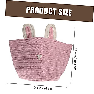 Cabilock Boho Decor Rope Rabbit Basket Snacks for Pink Cotton Rope Household Bohemian Decor