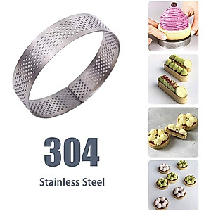 10 Pcs 2.37 Inch Stainless Steel Tart Ring, Heat-Resistant Perforated Cake Mousse Ring, Round Ring Baking doughnut tools (6cm)