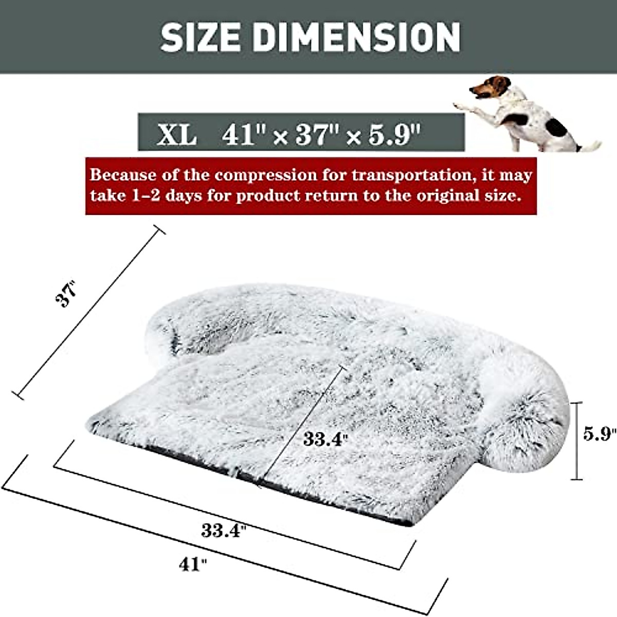 Tinaco Luxurious Calming Dogs/Cats Bed Mats, Washable Removable Couch Cover, Plush Long Fur Mat for Pets, Waterproof Lining, Perfect for Small, Medium and Large Dogs and Cats (Gradient Gray, XL)