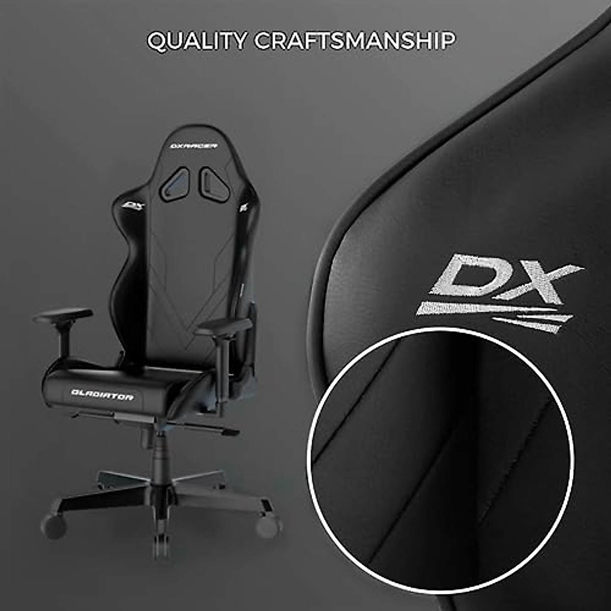 DXRacer Gaming Chair with 4D Armrest, Premium PVC Leather Racing Office Computer Recliner with Ergonomic Headrest and Lumbar Support, Black