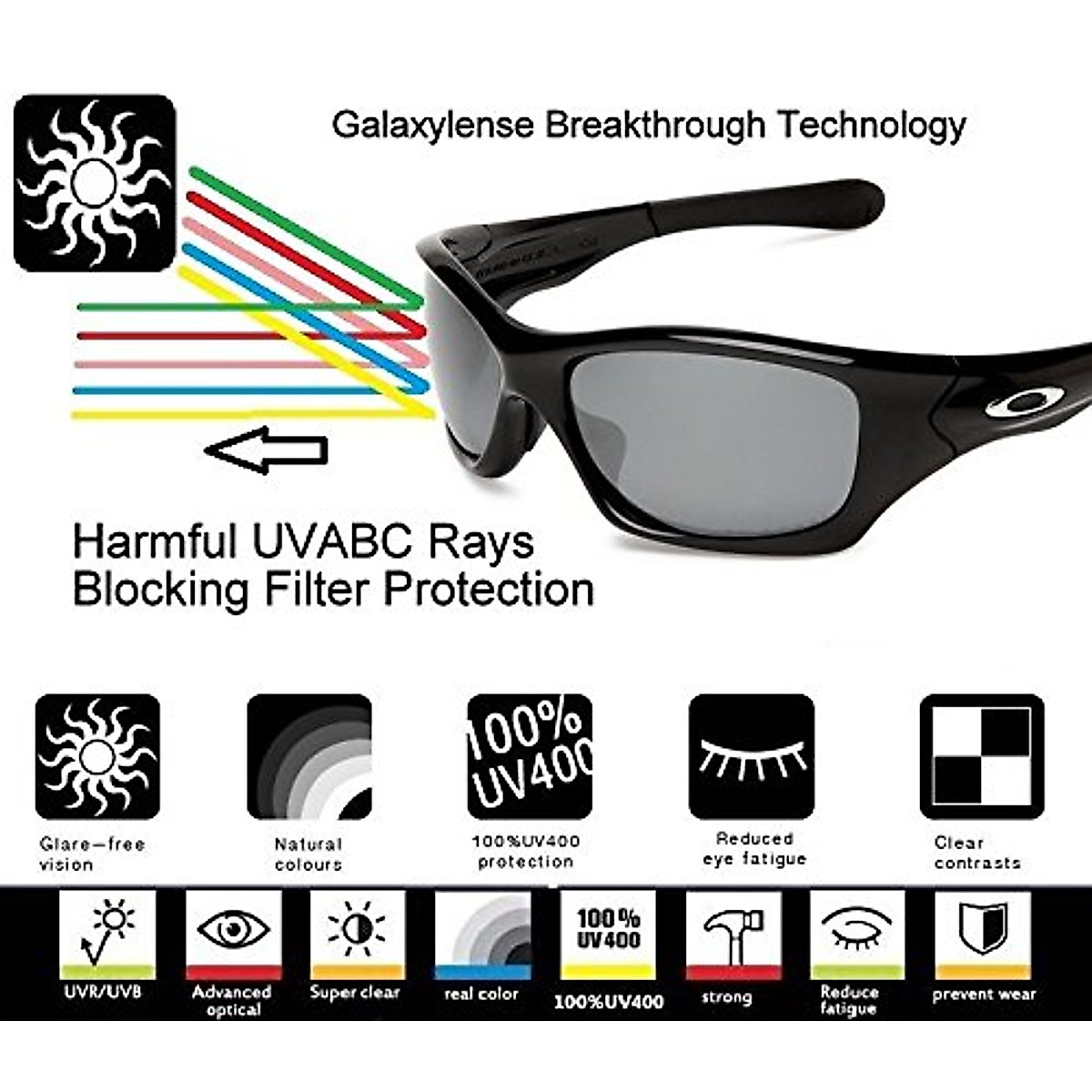 Galaxy Replacement lenses For Oakley Fuel Cell Polarized Black 100% UVAB
