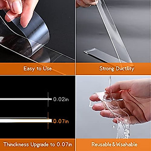 Yeefeoch Double Sided Tape Heavy Duty, Adhesive mounting Picture Hanging Strip Adhesive DIY NanoTape for Wall Heavy Tape, T002 ，Double Sided Tape Heavy Duty(M, 0.07 in*1.18 in*10 Feet)