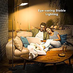 LED Floor Lamp, 12W Dimmable Standing Pole Reading Lamp 10 Brightness Levels&3 Color Temperature, Bright Gooseneck Adjustable Black Floor Lights, 800LM LED Task Lighting for Living Room Bedroom Office