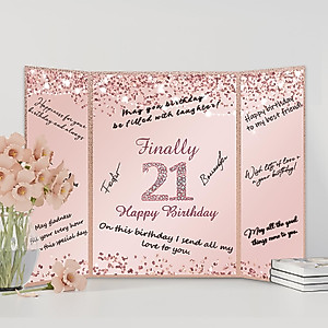 Vlipoeasn 21st Birthday Guest Book Alternative, Rose Gold 21st Birthday Party Decorations for Women, Creative Diamond 21st Birthday Signature Book, Cheers to 21 Year Old Birthday Party Supplies