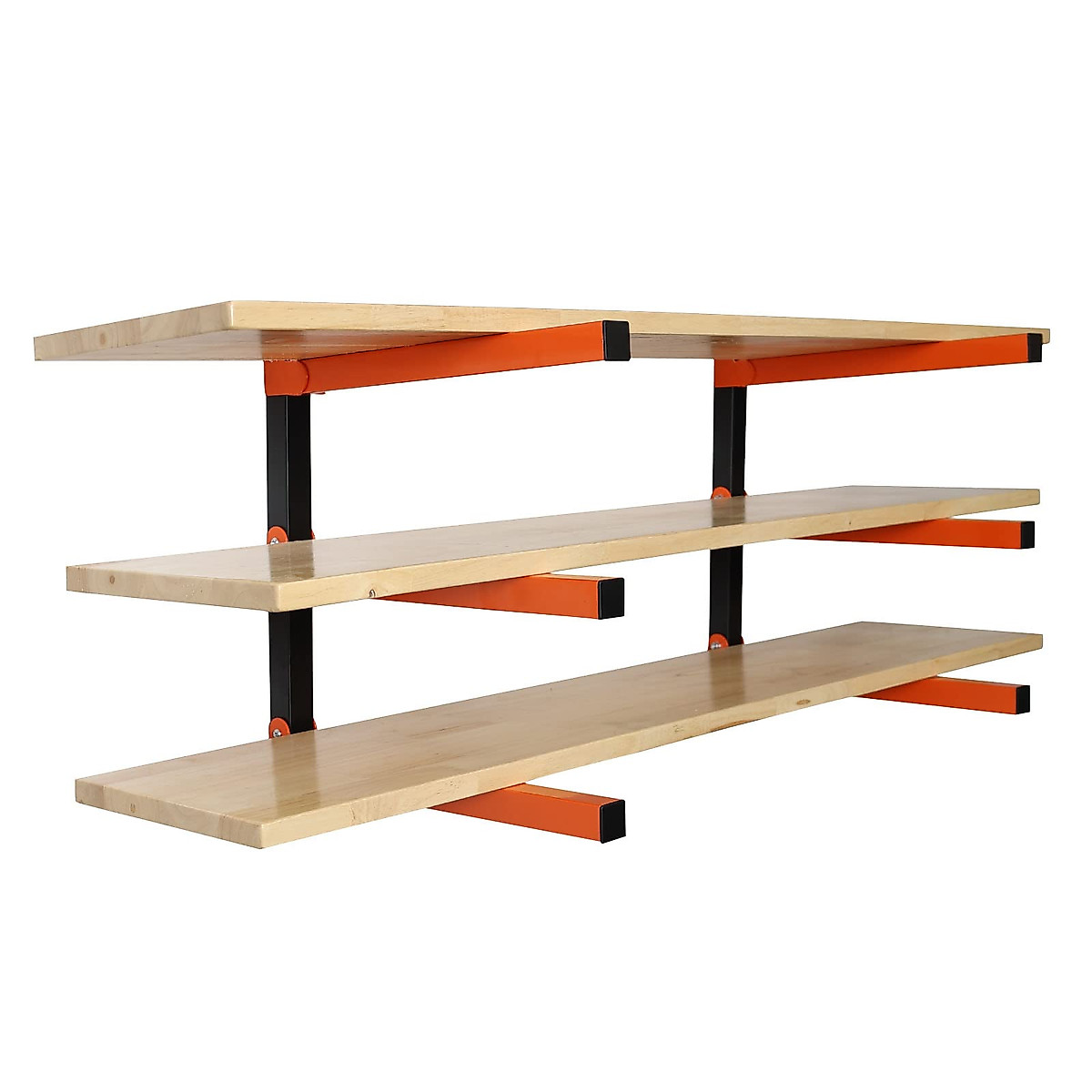 Wallmaster Lumber Storage Metal Rack, Lumber Organizer Wall Mount Wood Rack Organizer 3-Level Wood Storage System, 2 Pack