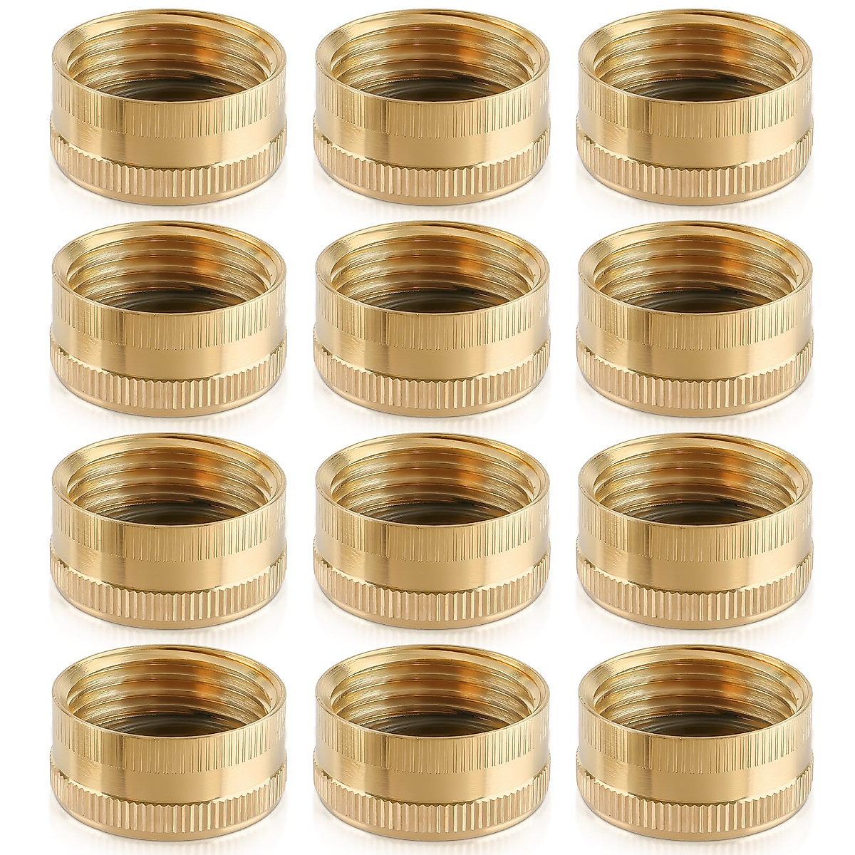 Carbbia 12PCS 3/4" Garden Hose Cap Garden Hose Connector Brass Cap with Washer Female Fitting Cap