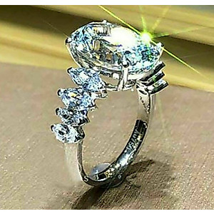 Cuteshop Elegant Huge Zircon Wedding Ring 18k Platinum Plated Shiny Cubic Zirconia Crystal Diamond Wedding Jewelry for Women (7)
