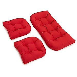 Blazing Needles Twill Settee Group Cushions, Red, Set of 3