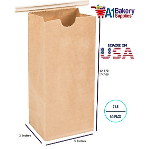 Resealable Kraft Tin Tie Poly-lined Bags Coffee Bags Reclosable Tin Tie Bags without window - 2 Lb - 50 Pack