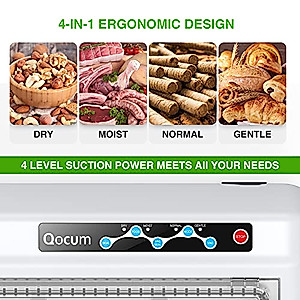 Qocum Vacuum Sealer Machine for Food Savers and Sous-Vide, Automatic Food Sealer with Dry/Moist/Normal/Gentle Mode, Clear Cover Design, food saver Vacuum Sealer Compatible with All Vacuum Sealer Bags