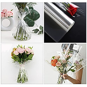 GcFoir Clear Cellophane Wrap Roll 34.5” Wide x 220 Ft Long, 3 Mil ThickPlastic Transparent Cello Wrapping Paper for Gift Baskets, Flower Bouquets, Large Cellophane Sheets for Arts & Crafts Food Safe