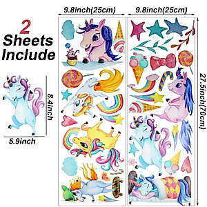 Maydahui Cartoon Unicorn Wall Decals Stickers Rainbow Cloud Candy Ice Cream Vinyl Decals (41*41 Inch) Peel & Stick Removable Girls Bedroom Art Murals Decor for Baby Kids Room Nursery Christmas Gifts