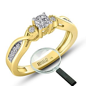 Halo Jewelers Collection 14k White Gold 1/2 Carat (ctw) Round Natural White Diamond 7-Stone Half Eternity Wedding Band Ring for Women Engagement Birthday (Color: H-I, Clarity: I1-I2, 0.50ctw) Size-4.5