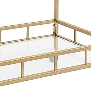 VLOBAOM Home Bar Serving Cart, Gold Rolling Serving Cart with Lockable Wheels, Mobile Home Coffee Station Drink Beverage Cart,30''Dx17''Wx31''H,Gold