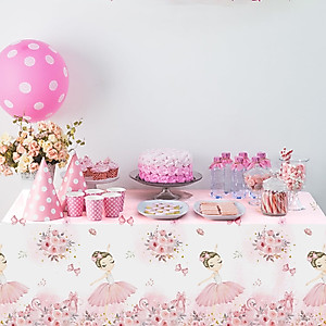 Pink Ballerina Tablecloths 3 Pieces Ballerina Birthday Party Decorations Plastic Ballerina Birthday Table Cover for Girl Ballet Party Supplies Baby Shower Wedding Party Decor(70.8in x 42.5in)