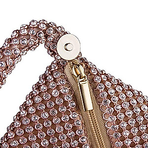 CROWN GUIDE Women's Vintage Evening Bags Clutches Bling Beaded Wedding Party Gowns Formal Prom Purses Handbags With Wristlet Champagne