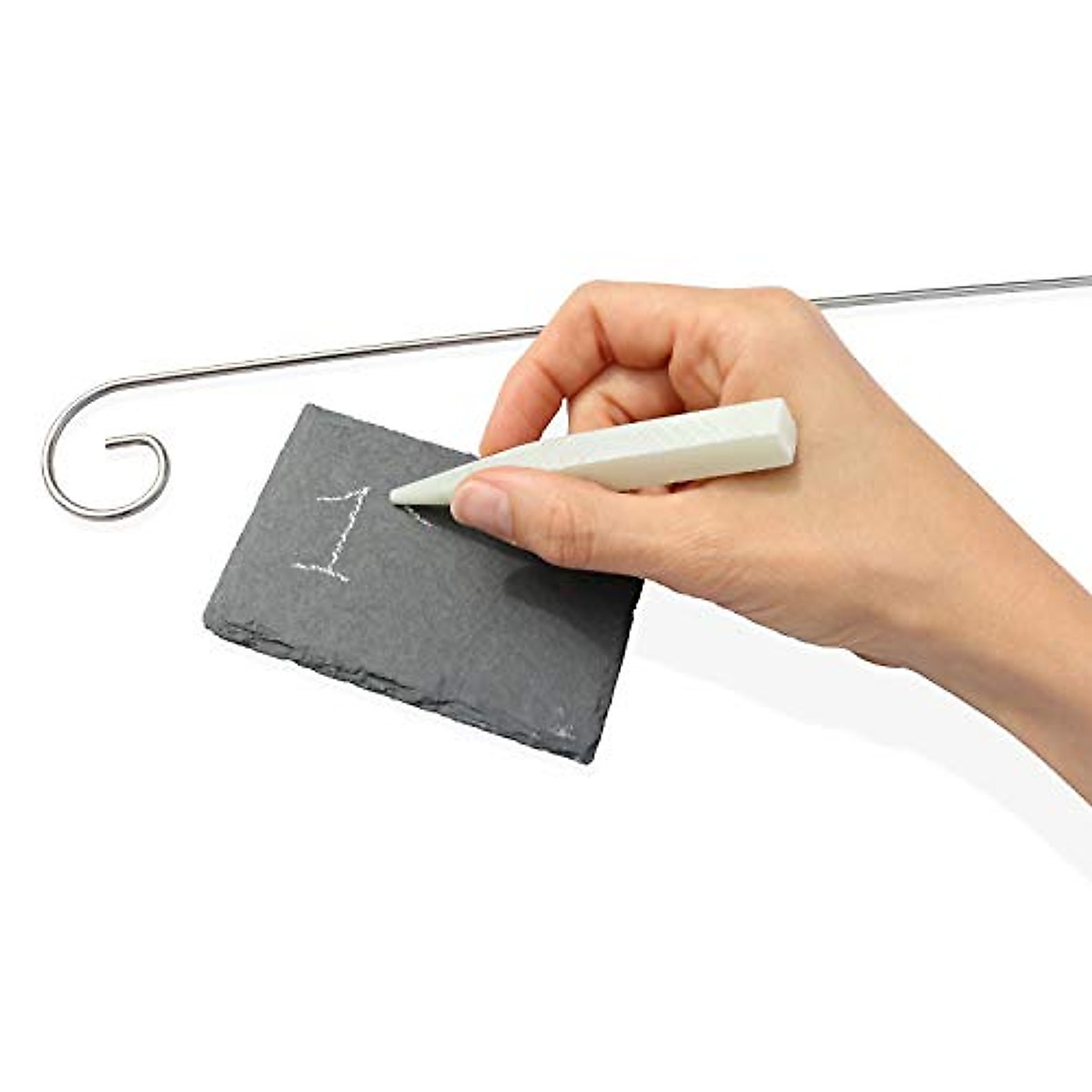 LSP - Products 15 Pack Plant Label Markers, Natural Slate Hanging Garden Markers with 15 Stainless Steel Rods and 2 Pack Soapstone Chalk for Labelling of Plants, Herbs, & Vegetables