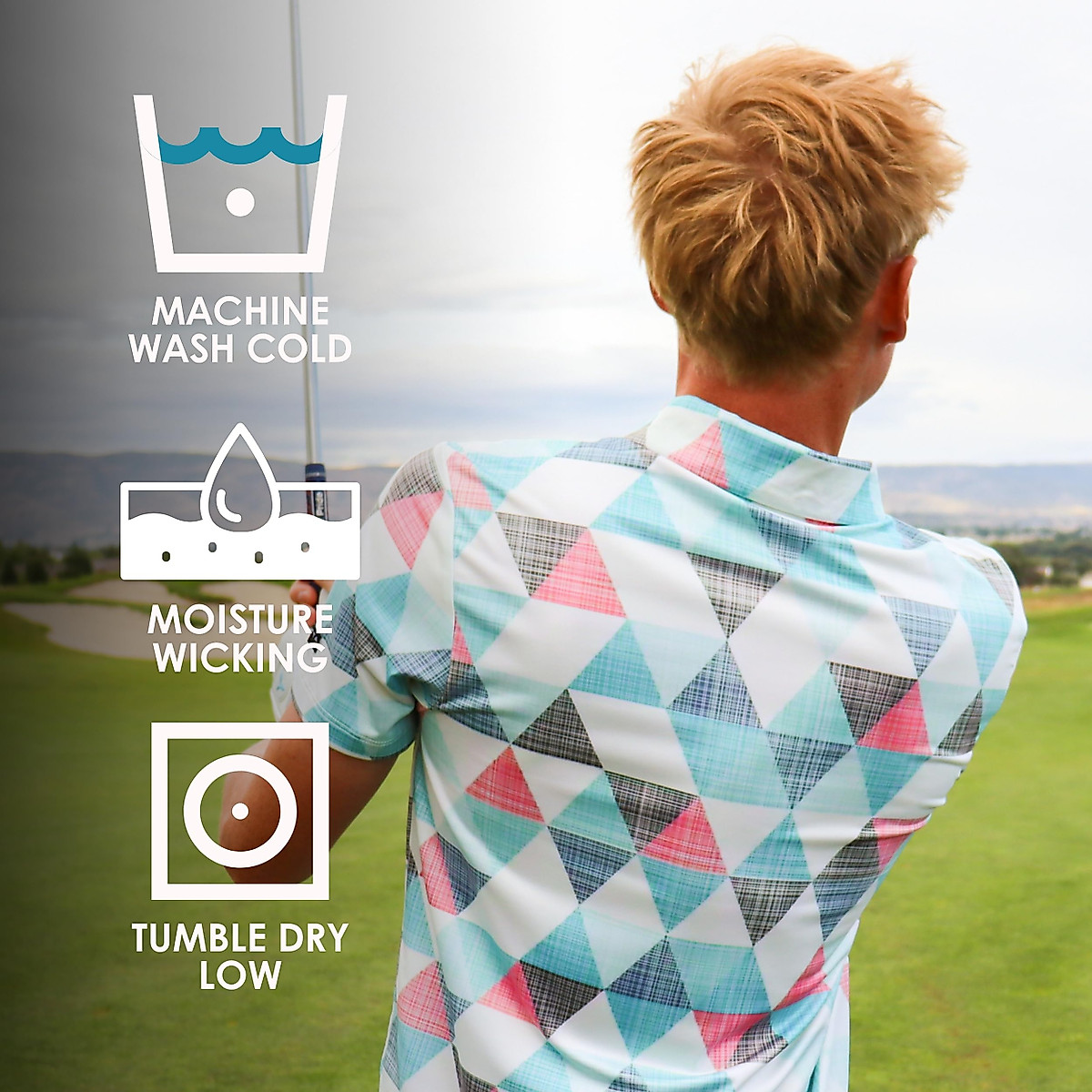 YATTA GOLF Athletic Performance Golf Shirt for Men - (Large) - Dry-fit Comfort, Moisture Wicking, 4-Way Stretch, Short Sleeve Casual Polo Shirt