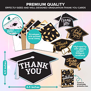 Decorably 40 Pack Foiled, Glittery & Holographic Graduation Thank You Cards with Envelopes & Stickers, Graduation Thank You Cards 2024, 6.5x4.5 Thank You Cards Graduation 2024, Grad Thank You Cards