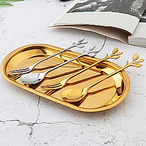 Turbokey Fruit Forks Cocktail Sticks Set of 4, Stainless Steel 4.7 Inches Mini Salad Forks Appetizer Cake Dessert Forks Party Supplies (4 Forks-Silver)