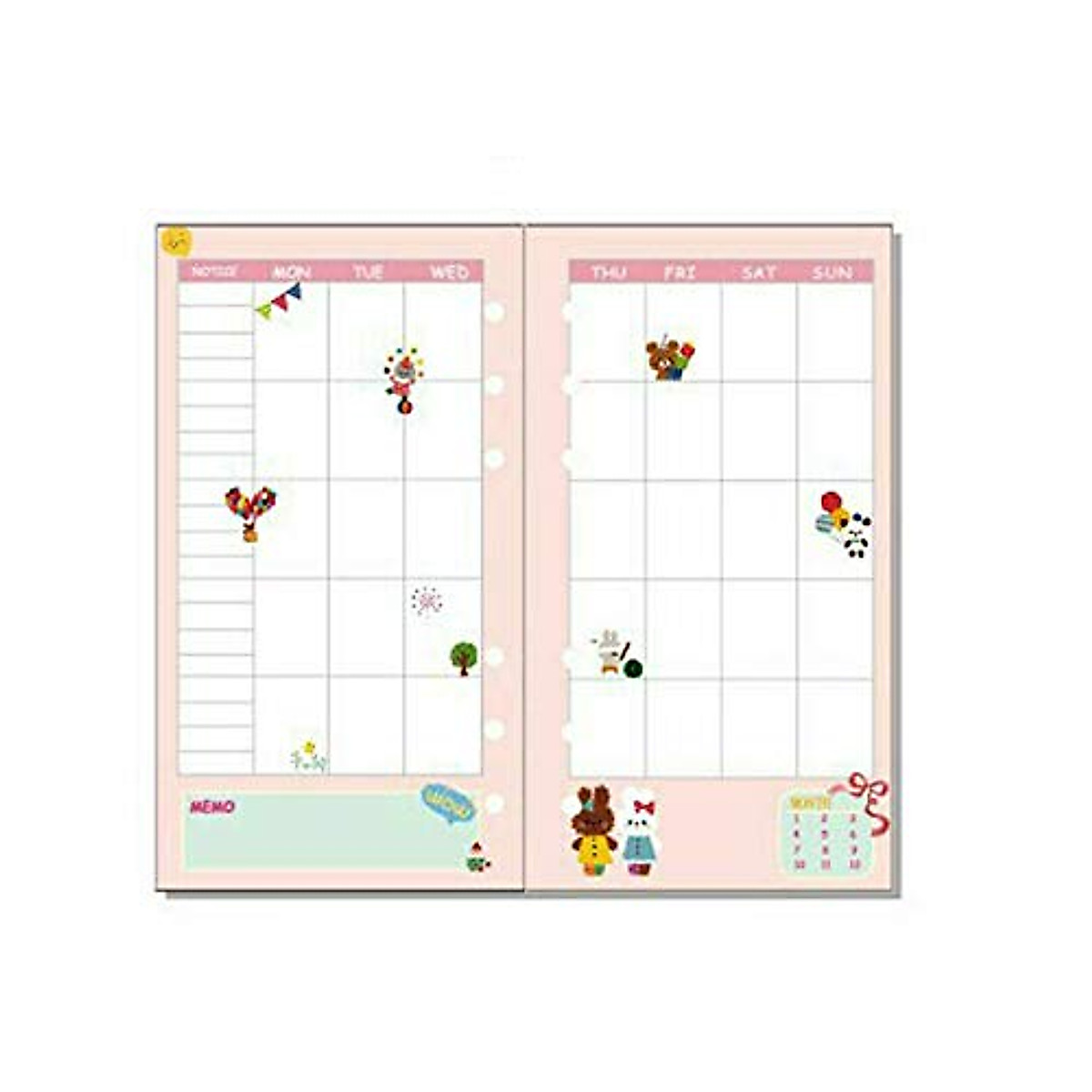 A6 Refillable Pages, SENRISE 6 Holes Colored Refill Notebook Executive Personal Organiser For Writting Your Daily/Weekly/Monthly Plan (40 Insert Pages, Pack of 2)