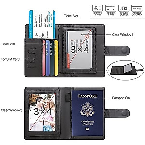 FACATH Premium Leather Passport Cover, RFID Blocking Travel Wallet for Men, Women & Family - Cruise Accessories (Black)