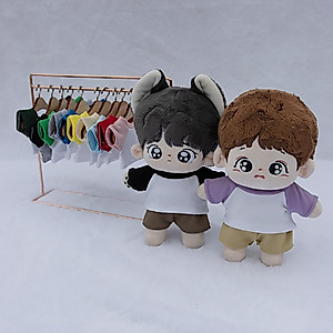 niannyyhouse 10cm 15cm 20cm Plush Doll Clothes Color Blocking T-Shirt Undershirt Soft Stuffed Plush Toy Dress Up Accessories (a2, 20cm)