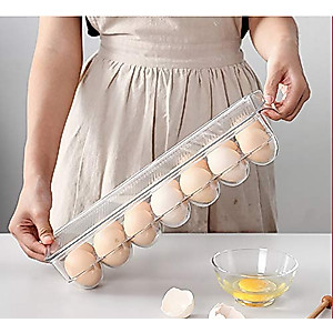 Hedume Set of 4 Refrigerator Egg Storage Bin with Handle and Lid, BPA Free Polyethylene, Stackable Refrigerator Egg Storage Bin for Fridge, Freezer, Pantry Organization, Kitchen-14X4 Eggs(56 Eggs)