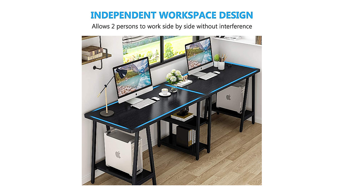 Tribesigns Double Computer Desk 94.5 Inch for Home Office and Gaming