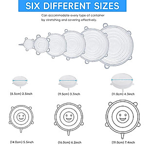 12PCS Silicone Stretch Lids for Food Storage, 6 Specifications of Reusable Silicone Bowl Cover, Suitable for Various Food Containers, High and Low Temperature Scenarios (Microwave Ovens, Freezers)