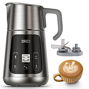 Dreo All-in-1 Milk Frother, Automatic Foam Maker for Latte Art-level Microfoam and Hot/Cold Coffee, 27oz/800ml Electric Milk Warmer with 30+ Drinks, Dishwasher Safe, Dairy/Plant-Based Milk, Star Light