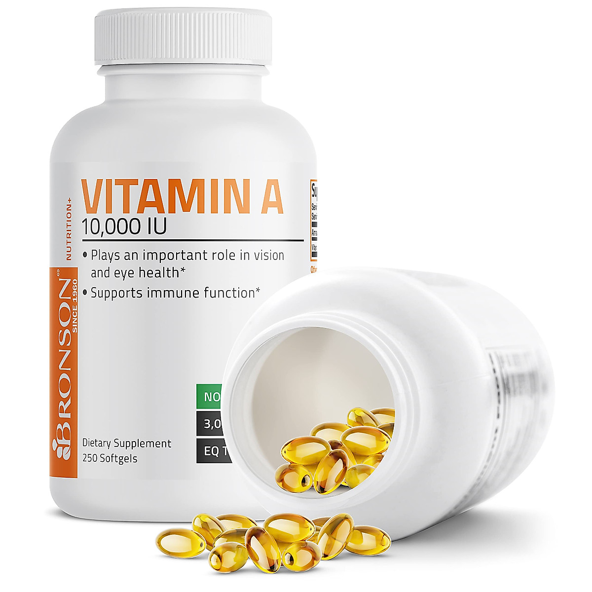 Bronson Vitamin A 10,000 IU Premium Non-GMO Formula Supports Healthy Vision & Immune System and Healthy Growth & Reproduction, 250 Softgels