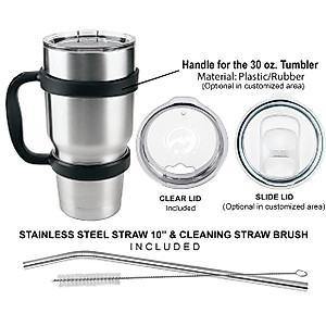 Customized Ringneck Tumbler 30 oz with Straw, Personalized Tumbler with Custom Name Text Engraved in USA - Basketball, Tennis, Soccer, Golf, Football, Coach Gift (Black with ring)